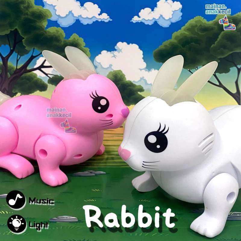 Jual Mainan Robot Kelinci Rabbit Lampu Musik Bisa Loncat Melompat Ekor ...