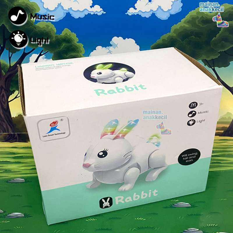 Jual Mainan Robot Kelinci Rabbit Lampu Musik Bisa Loncat Melompat Ekor ...