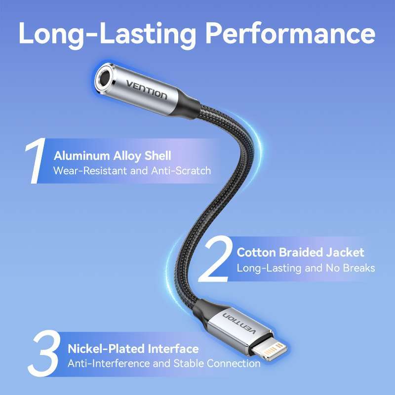 Promo Vention Lightning Male To 3.5mm Aux Female Audio Adapter ...