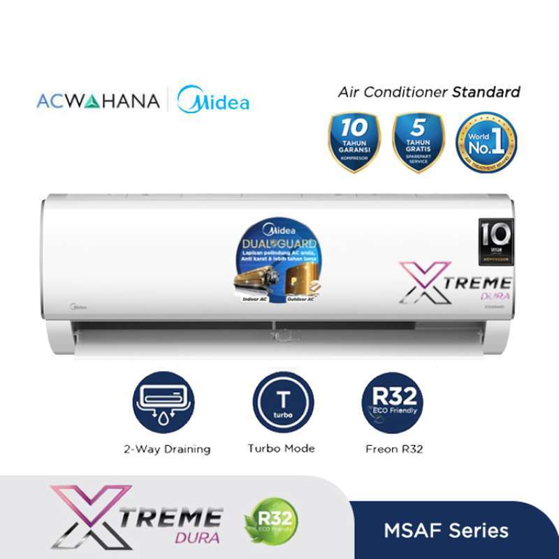Promo Midea Ac Dinding Standard Double Gold Fin Wall Mounted Split Msaf ...