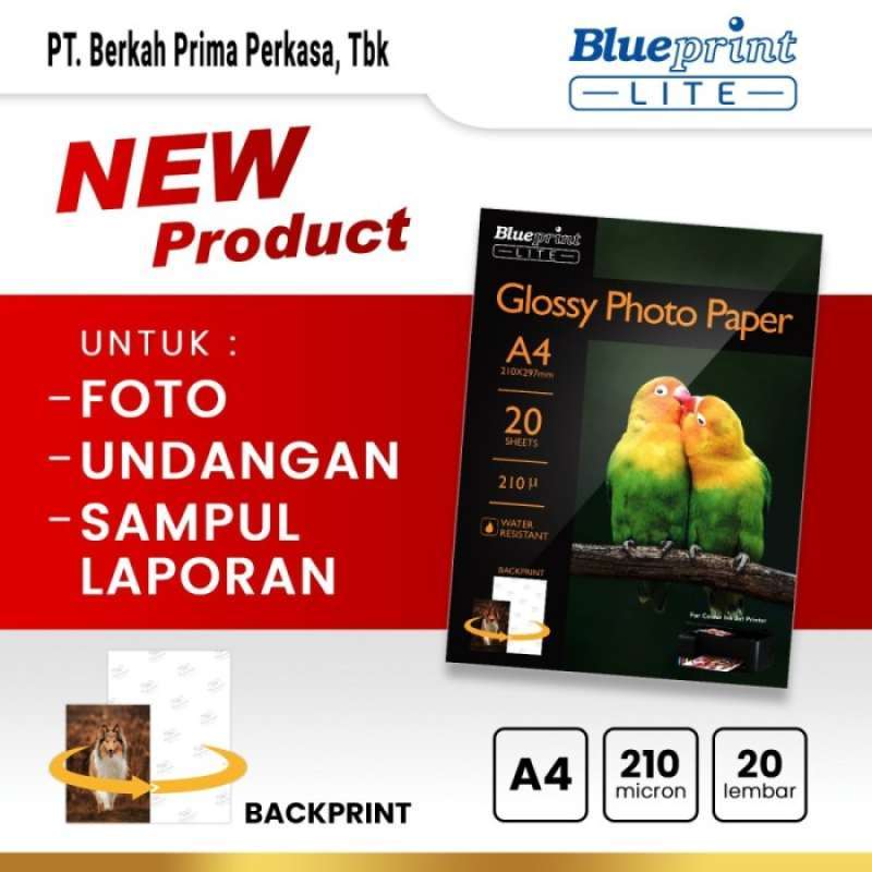 Promo Kertas Foto Glossy Photo Paper Poto Blueprint Lite A4 - 10r 210 ...
