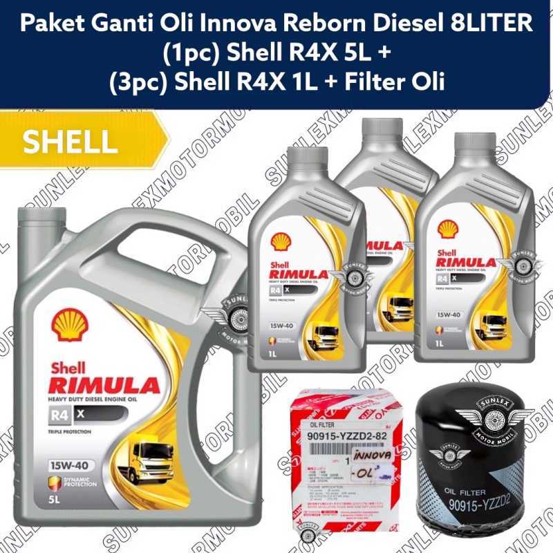 Promo SHELL RIMULA R4X 5L + 1L PAKET GANTI OLI DIESEL 15W40 8L + FILTER ...