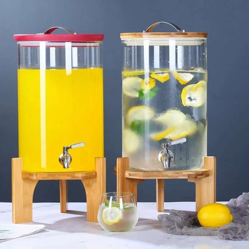 Promo Glass Juice Water Jar Jug Dispenser Kaca Penyimpanan Air Jus ...