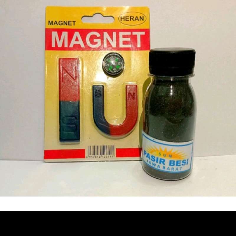 Jual bahan praktek edukasi // pasir besi & magnet u i + kompas di ...