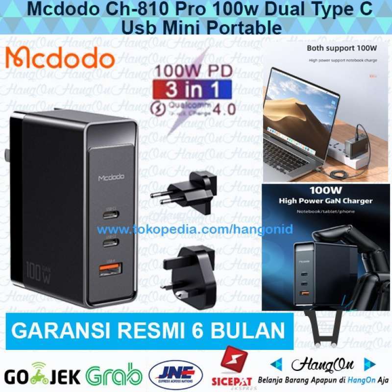 Jual MCDODO KEPALA ADAPTOR CHARGER GAN 100W PRO CH-810 SCP FCP AFC PD QC PE - BUKANSEMBARANGTOKO ...