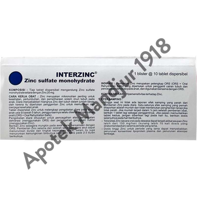 Jual Interzinc 20 Mg 10 Tablet - Obat Diare Anak Di Seller Apotek ...