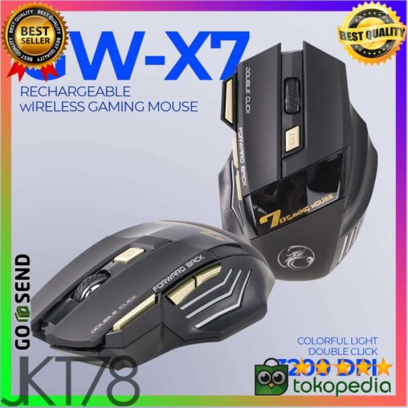Promo iMice Wireless Gaming Mouse Ergonomic RGB Recharge 3200 DPI - GW ...