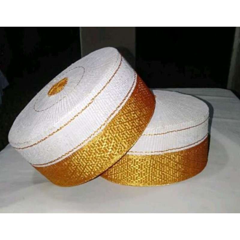 Jual Peci Bone Songkok Recca Kopiah Bone Premium Putih Emas di Seller ...