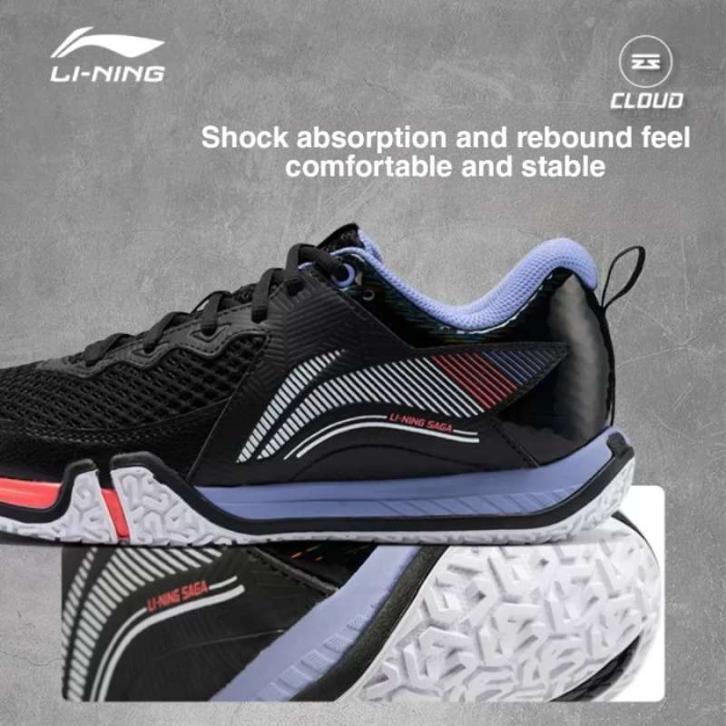 Promo New Sepatu Badminton Lining Saga Ii / 2 Lite Aytt003 Black White ...