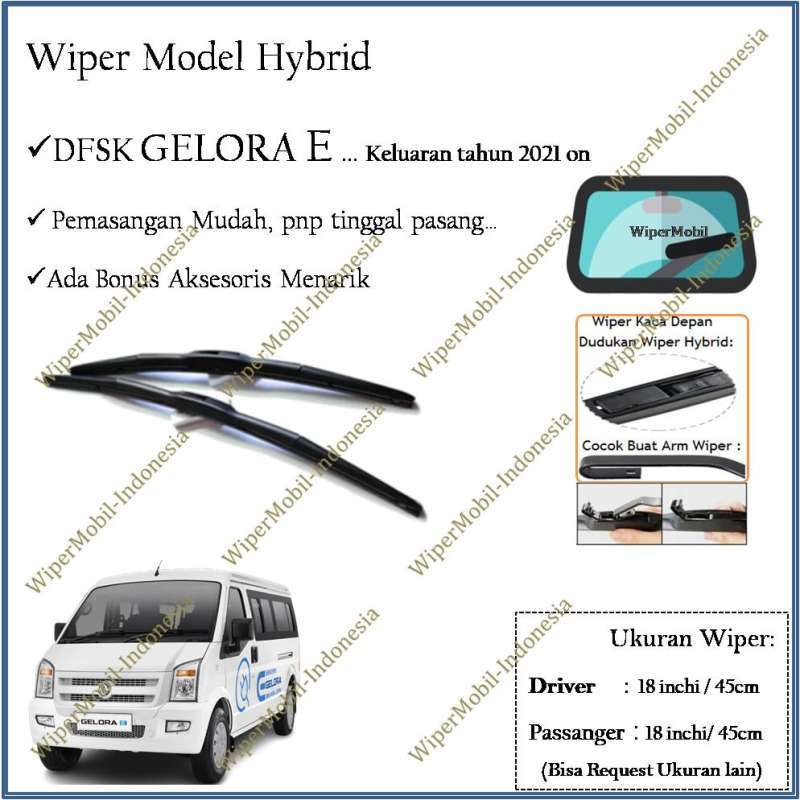 Promo Wiper Hybrid Kaca Mobil DFSK Gelora E tahun 2021 2022 2023 2024 ...