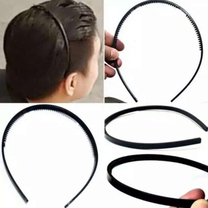 Jual Bando Rambut Hitam Polos / Bando Plastik Polos Hitam unisex pria ...