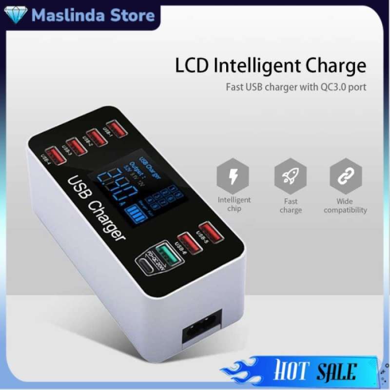 Promo Usb Hub Type C 8 Port Usb Pd Quick Charging Smart Display 40W ...