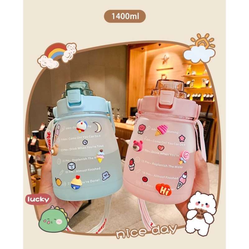 Jual Botol Viral Air Minum Pastel 1400 Ml Bottle Reminder Botol Lucu ...