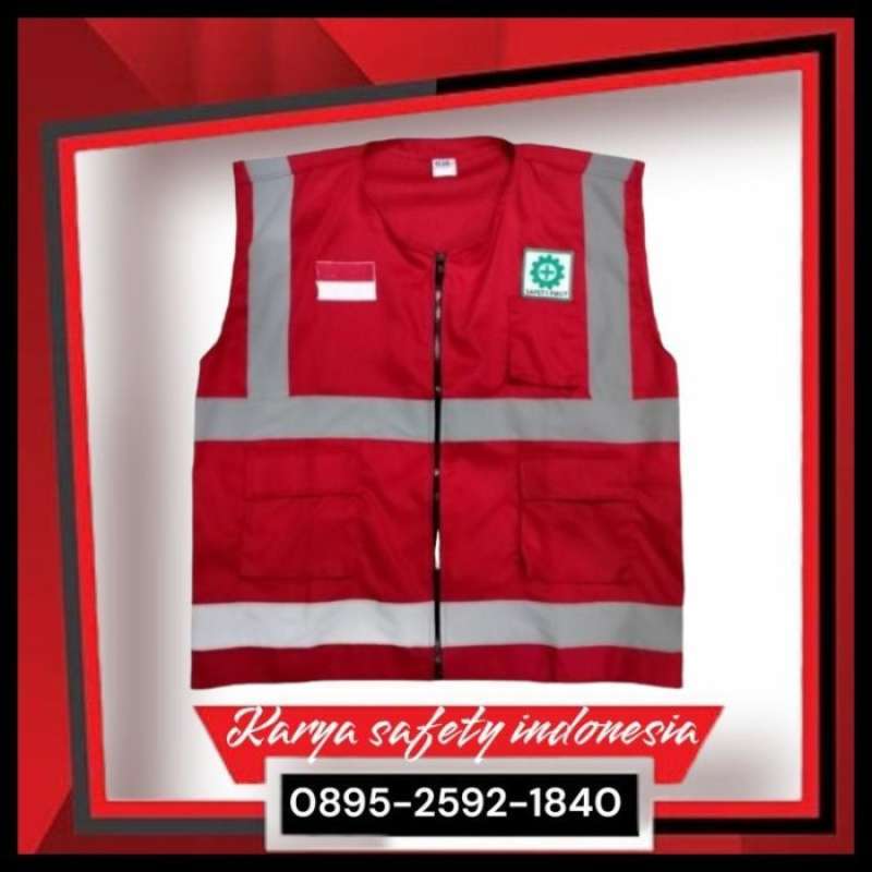Promo Terbaru Rompi Safety Merah/Rompi Kerja Proyek + Logo K3 Dan ...