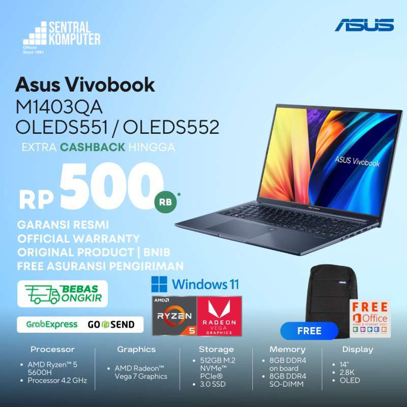 Jual Asus Vivobook 14X M1403QA-OLEDS551 / OLEDS552 Ryzen™ 5 5600H RAM ...