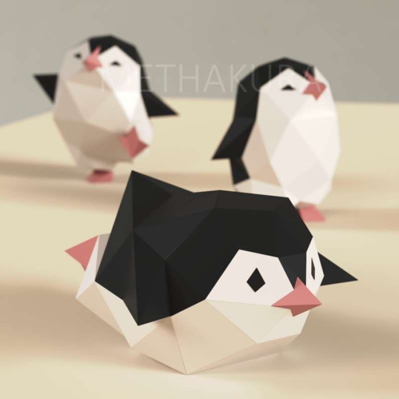 Promo Low Poly Penguin Standing Dancing Sliding Papercraft - Tocko99 ...