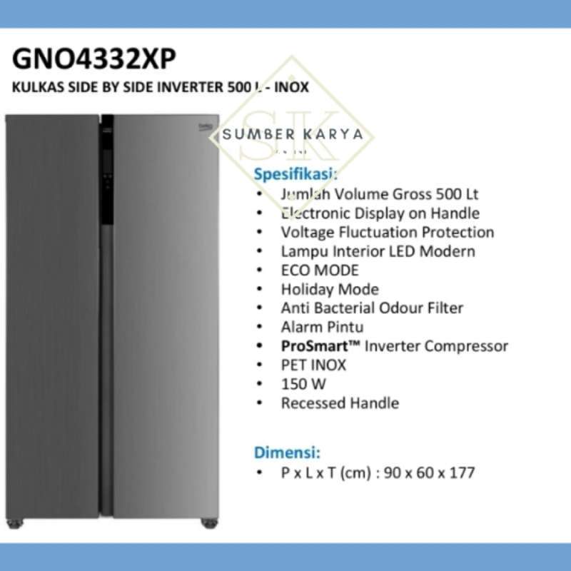 Promo GNO4332XP BEKO 500L KULKAS 2 PINTU SBS Side By Side GNO4332 ...