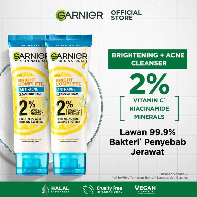 Jual Garnier New Bright Complete 3-in-1 Anti Acne Facial Wash [100 Ml ...