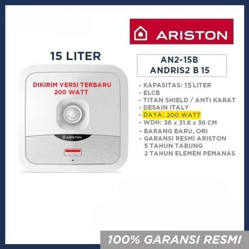Promo Ariston AN2 15B Water Heater Electric 15L - Pemanas Air ANDRIS2 B 350W Diskon 20% di ...
