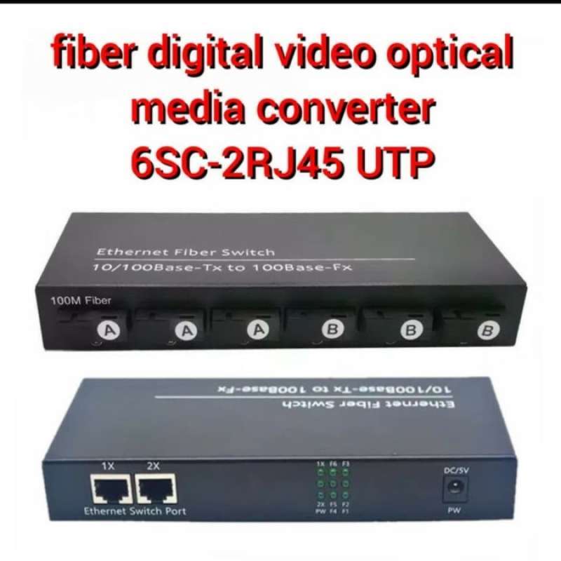 Promo Ethernet Fiber Switch 2 RJ45 6 SC Optik Media Converter Single ...