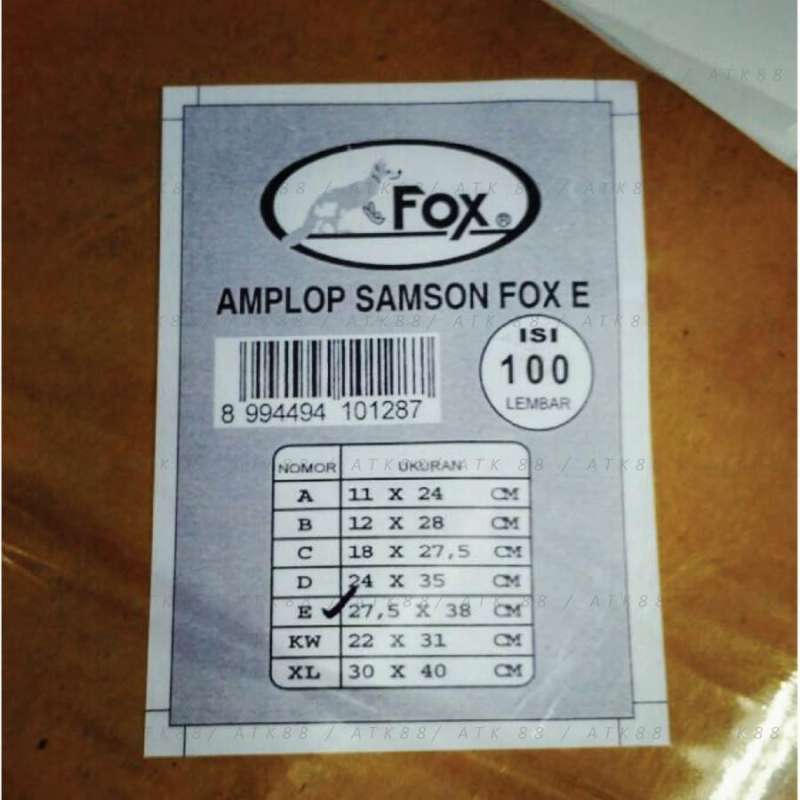Jual Amplop Coklat / Samson Fox E (Map) isi 100 Buah di Seller Pusat ...
