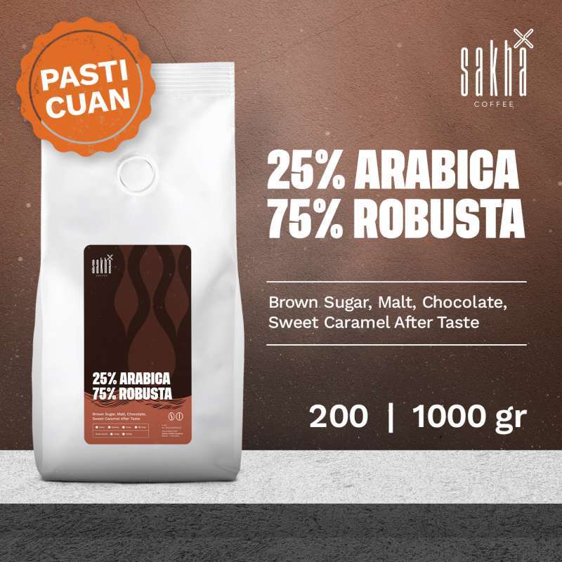 Promo Biji Kopi 25% Arabica Commercial Espresso Blend By Sakha Coffee ...