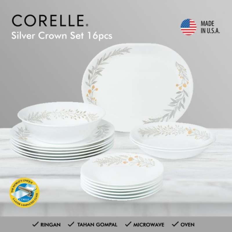 Jual Corelle Silver Crown Dinner Set / Set Piring Makan Di Seller ...
