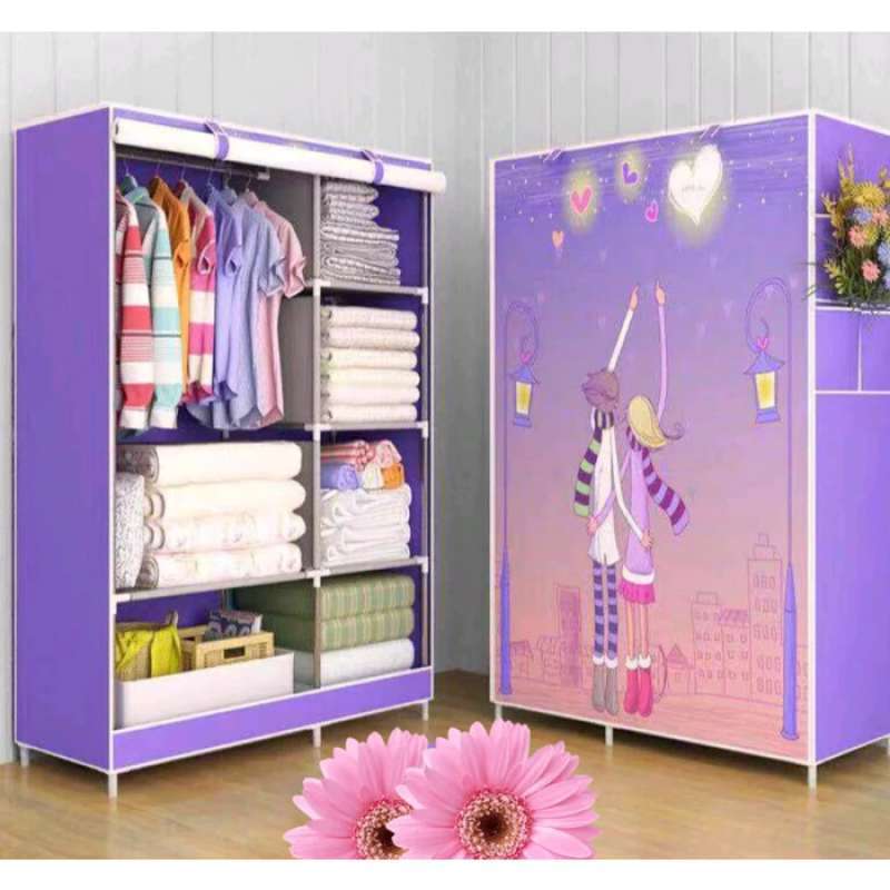 Jual Lemari Almari Portable Rak Pakaian Baju Tiang Pipa Besi Kain Kode ...