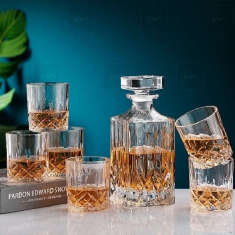 Promo Whiskey Decanter + Glass Set / Botol Kaca + 6 Gelas Set / Wine ...