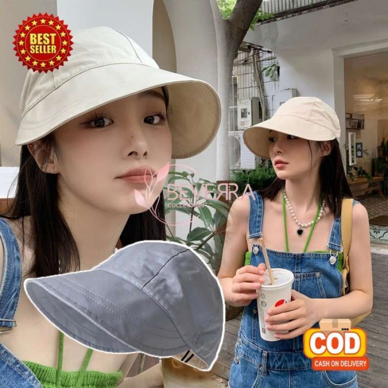 Promo Topi Pantai Korea Visor Anti Sinar UV Pelindung Matahari Bucket ...