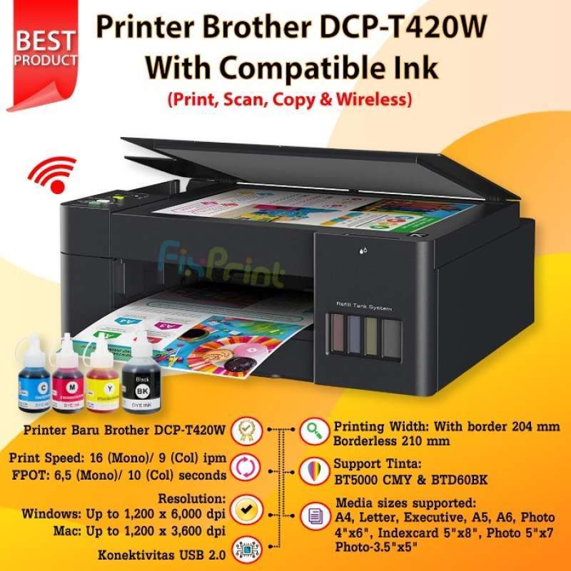 Promo Printer Brother Dcp-t420w T420 Inkjet Aio Wifi Garansi Print Scan ...