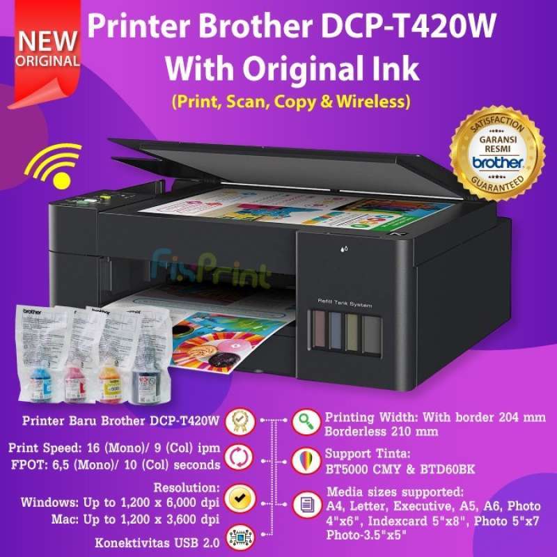 Promo Printer Brother Dcp-t420w T420 Inkjet Aio Wifi Garansi Print Scan ...