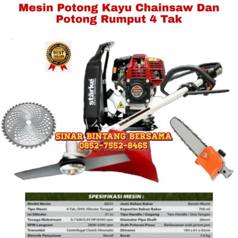 Promo Mesin Potong Kayu Chainsaw Dan Potong Rumput 4 Tak Alat Potong ...
