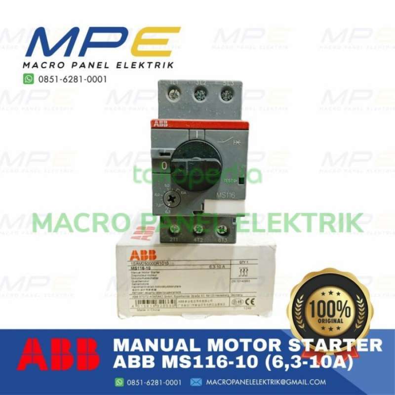 Promo Manual Motor Starter Abb Ms116-10 6,3-10A 50Ka / Thermis Abb Ms 116-10 Diskon 8% di Seller ...