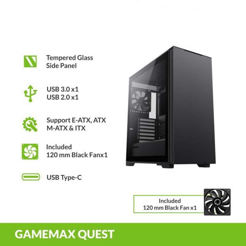 Jual GameMax Casing PC Quest Mid Tower E-ATX Gaming Case di Seller iBos ...