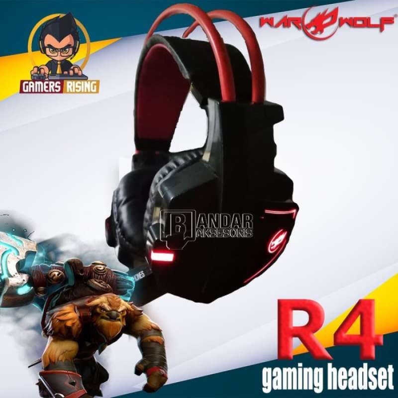 Promo Headset Gaming Warwolf R4 Superbass Red Led With Mic Diskon 23% ...
