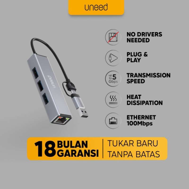 Promo Uneed Usb Type C Hub To Usb 3.0 + Gigabit Ethernet Rj45 - Uuh203Ca Diskon 23% di Seller ...