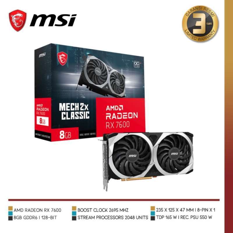 Promo Msi Radeon Rx 7600 Mech 2X Classic 8G Oc Diskon 23% di Seller ...