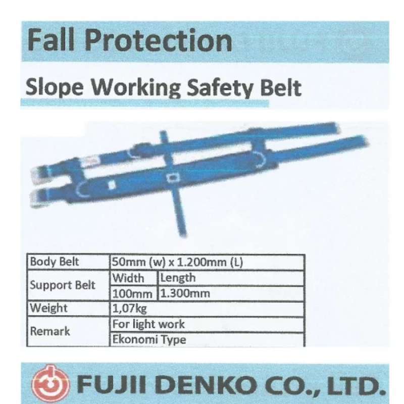 Promo Slope Working Safety Belt - Fuji Denko E1 Diskon 23% di Seller ...