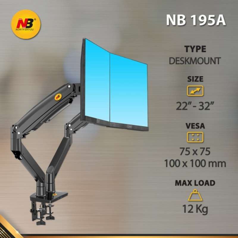 Promo North Bayou NB F195A - Dual Monitor Desk Mount Stand BRACKET LCD ...