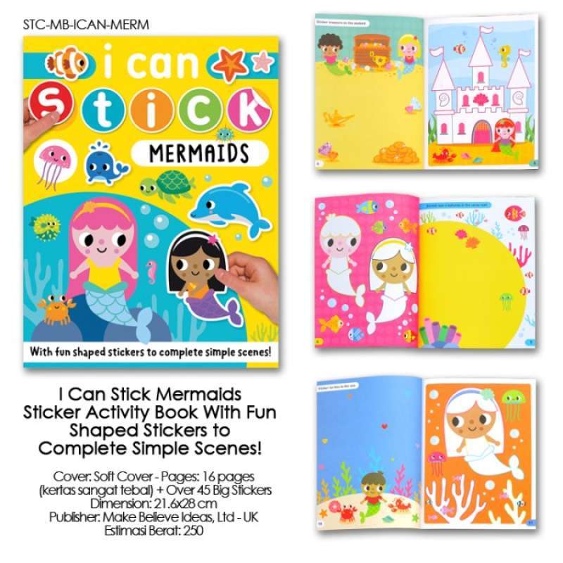 Promo Buku Aktivitas Anak Stiker dan Mewarnai Mermaid Sticker Book and ...