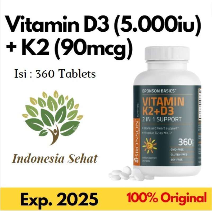 Promo Bronson Basics Vitamin D3 5000 IU + K2 90 mcg (MK7) 360 Tablets ...