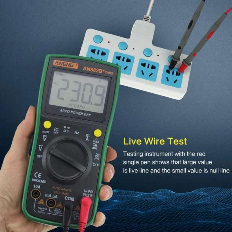 Jual Digital Multimeter Portable Tester Listrik True Rms An882b+ Tespen ...