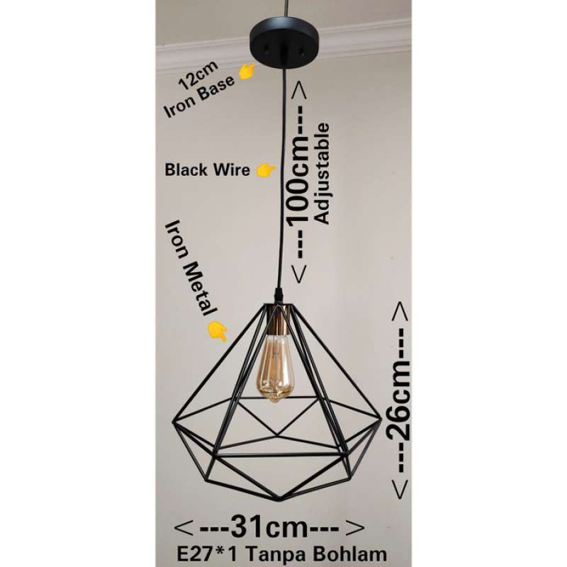 Promo Lampu Gantung Industrial Piramida size Besar 31cm Diskon 23% di Seller Cuanz Store ...