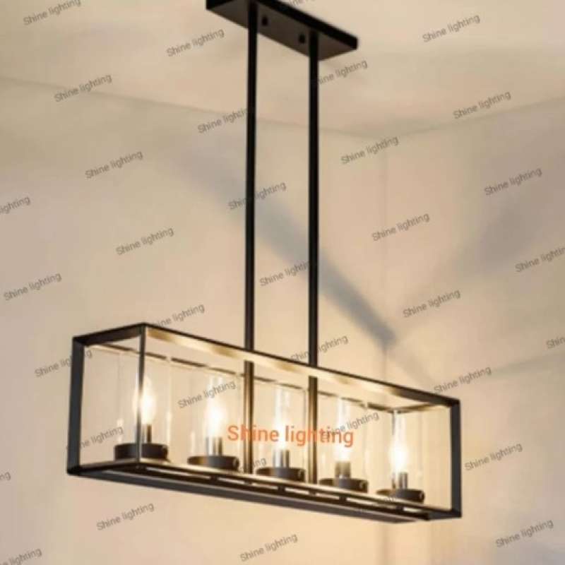Jual Lampu gantung minimalis ruang makan meja island E27 hitam di ... Jual Lampu gantung minimalis ruang makan meja island E27 hitam di ...