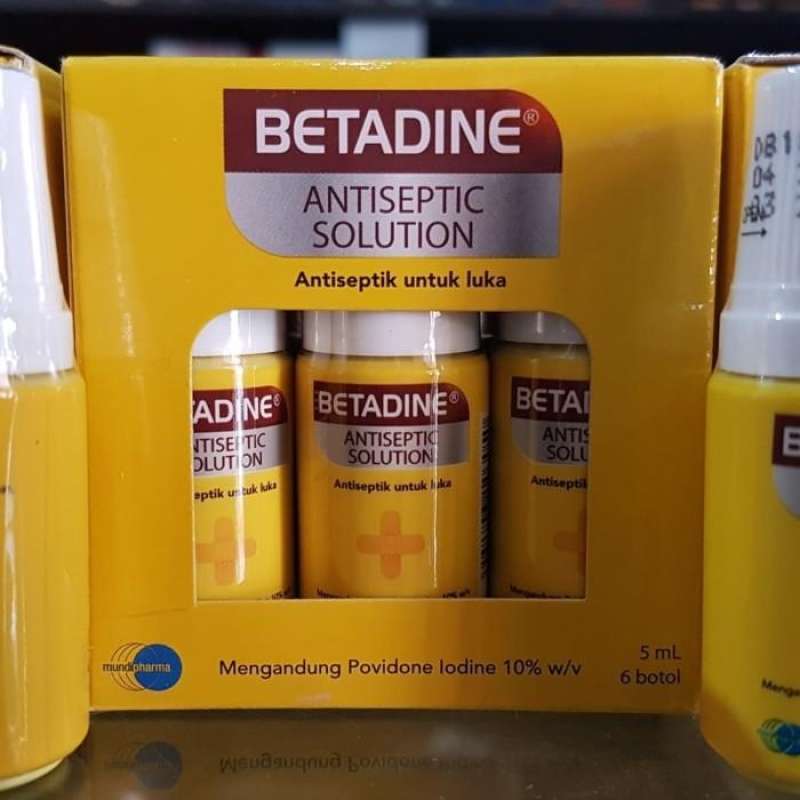 Jual 1 Box / Pak Betadine Antiseptic Solution 5ml Isi 6 Botol Di Seller ...
