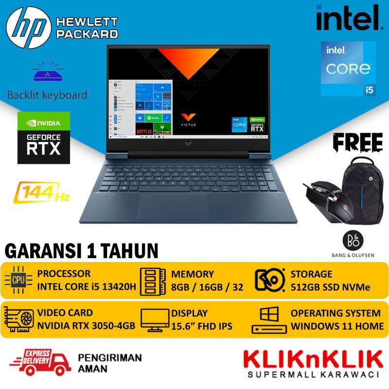 Jual HP VICTUS GAMING 15 i5 13420H RTX3050 6GB RAM 16GB SSD 512GB 144Hz ...