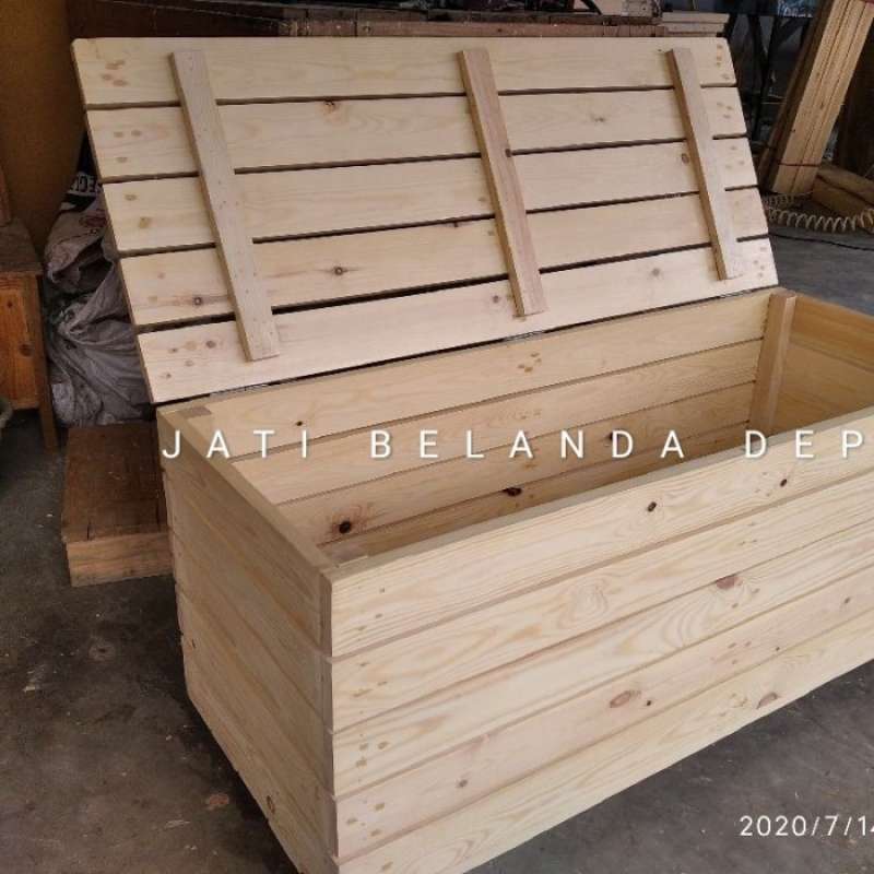 Promo Kotak Peti / Box Kayu Jati Belanda 80X40X40 + Tutup / Keranjang ...
