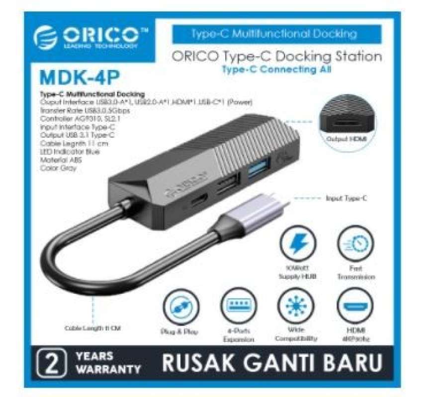 Promo Type-C To Hdmi Usb-C Pd Usb 3.0 2.0 Hub Orico 4In1 4K 5Gbps 5V Mdk-4P Diskon 23% di Seller ...