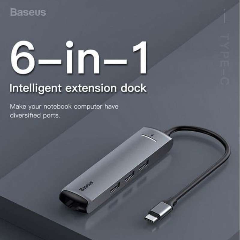 Promo Baseus Mechanical Usb Hub Adaptor Type-C To Usb 3.0,Hdmi,Card ...
